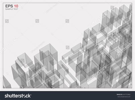 Perspective D Render Building Wireframe Vector Stock Vector Royalty Free Shutterstock