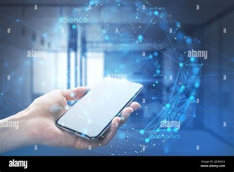 Business Technology And Mobile Cyber Space Concept With Futuristic Sphere From Abstract Digital