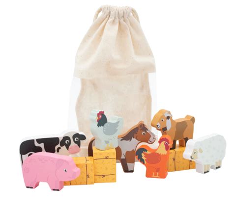 Bag Of Wooden Farm Animals Toy Wooden Toy