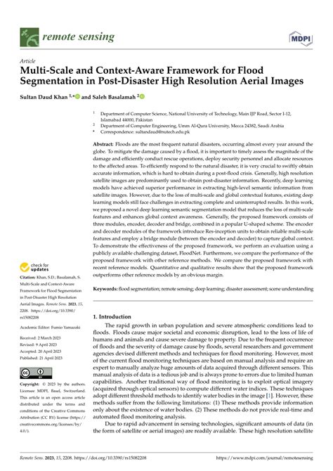 Pdf Multi Scale And Context Aware Framework For Flood Segmentation In