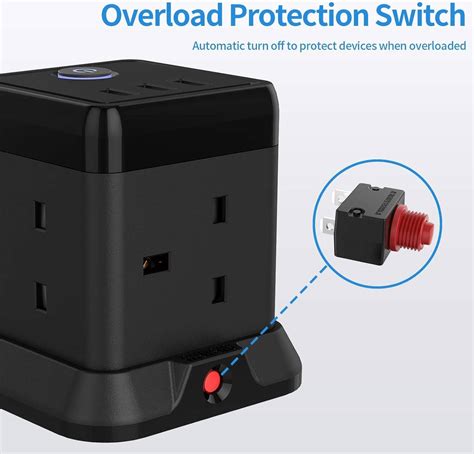 Hulker 3m Cube Extension Lead With 3 Slots 4 Gang Plug Socket With Switch 4 Way Power Strip With