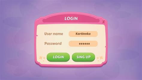 log in gui kit casual assets for a game mobile a set of user interface elements and pop ups
