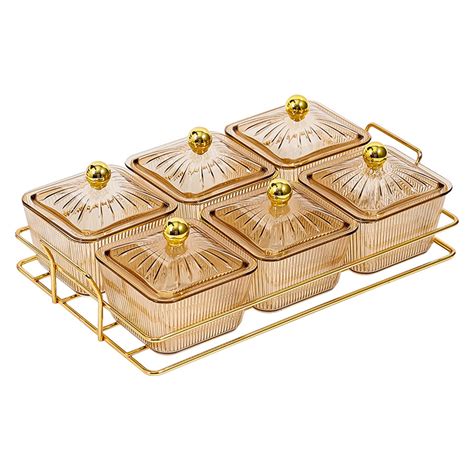 Nut And Candy Serving Tray With Lids Fruit Plate Plastic Compartment