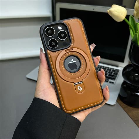 Luxury Magnetic Stand Ring Pu Leather Case For Iphone 17 Air 16 Pro Max
