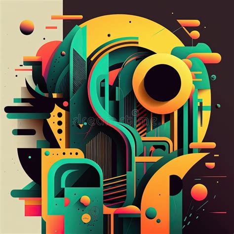 Abstract Cyberpunk Style Geometric Background Generative Ai Stock Illustration Illustration