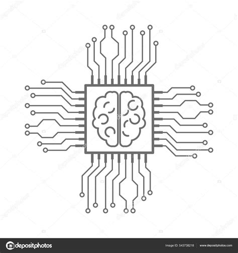 human brain computer cpu chip artificial intelligence concept outline