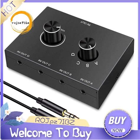 4 Way 35mm Jack Audio Switcher 4 In 1 Out Headphone Amplifier Stereo