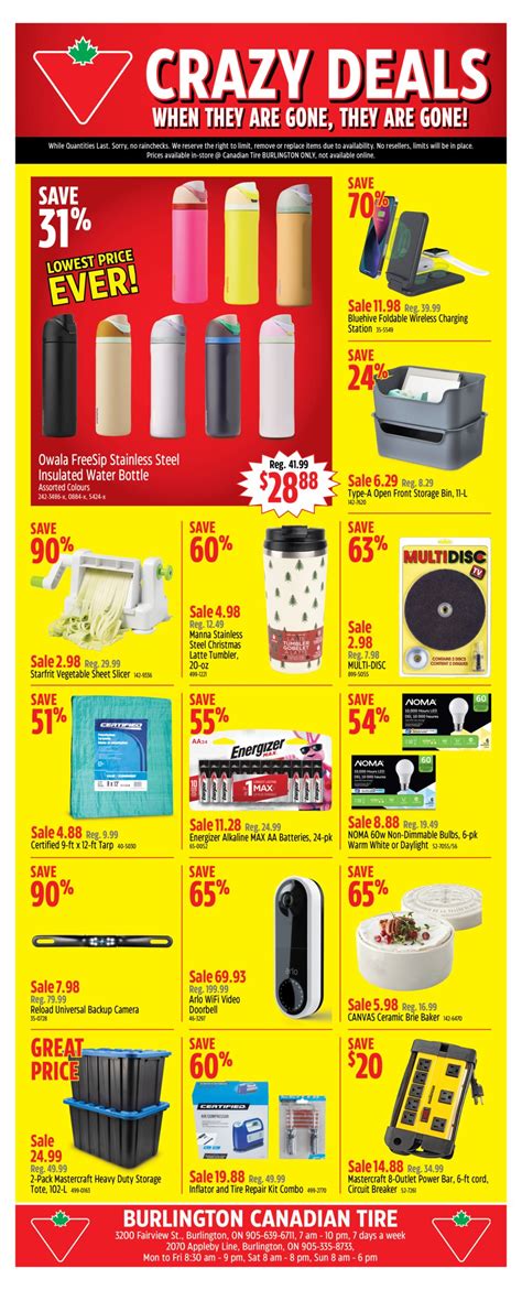 Huge Re Opening Savings At Canadian Tire Stores Of Burlington With 50