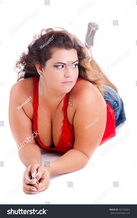 Female Plus Size Model Posing In The Studio Full Body Portrait On White Background The Woman