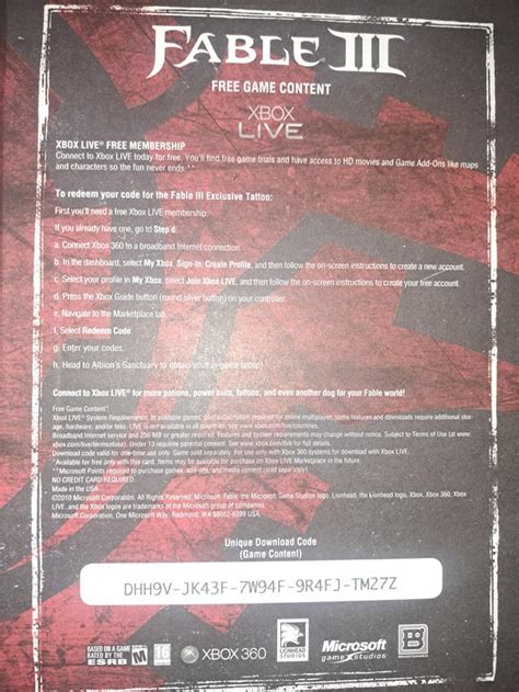 Another Fable 3 Code For 360 Users R Fable