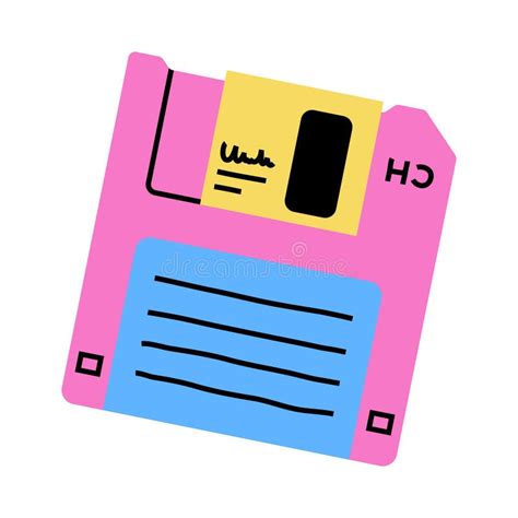 Floppy As Data Storage And Bright Item From Nineties Vector Illustration Stock Vector