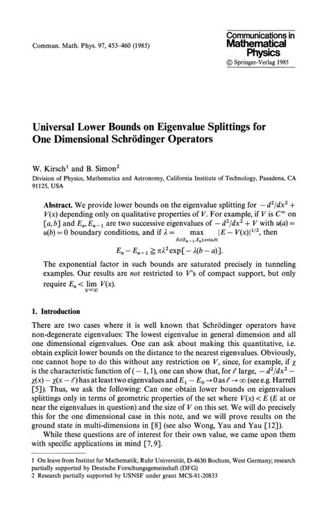 Pdf Universal Lower Bounds On Eigenvalue Splittings For One