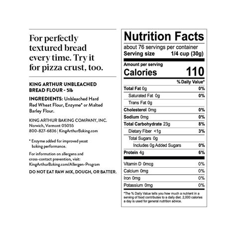 White Bread Flour Nutritional Content At Sara Mccall Blog