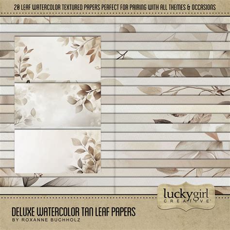 Deluxe Watercolor Tan Leaf Papers Digital Art