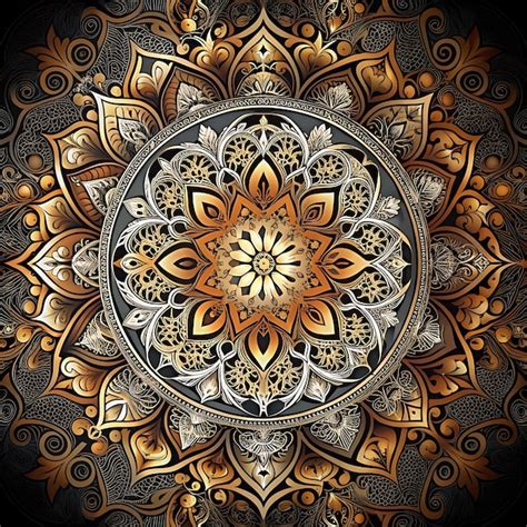 A Gold And Brown Mandala With A Gold Design On It Premium Ai