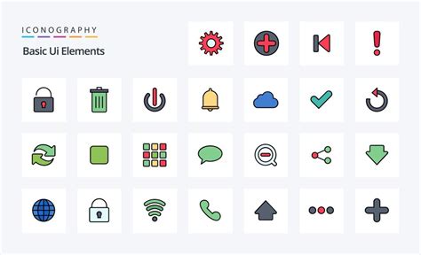 Premium Vector 25 Basic Ui Elements Line Filled Style Icon Pack