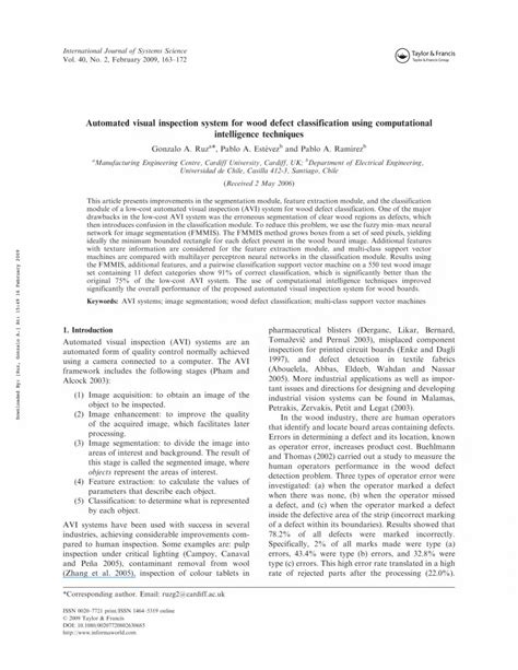 Pdf Automated Visual Inspection System For Wood Defect Classification Using Computational