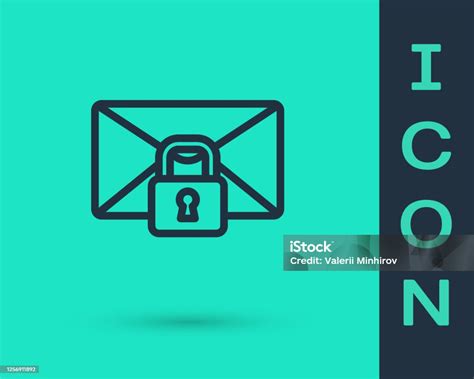Black Line Mail Message Lock Password Icon Isolated On Green Background Envelope With Padlock