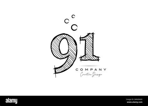 Hand Drawing Number 91 Logo Icon Design For Company Template Or