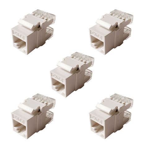 Qisuw 5pcs Cat6 Network Module Information Socket Rj45 8p8c Connector Adapter Keystone Jack