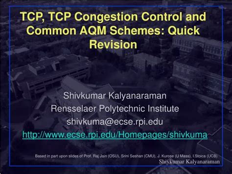 Ppt Tcp Tcp Congestion Control And Common Aqm Schemes Quick
