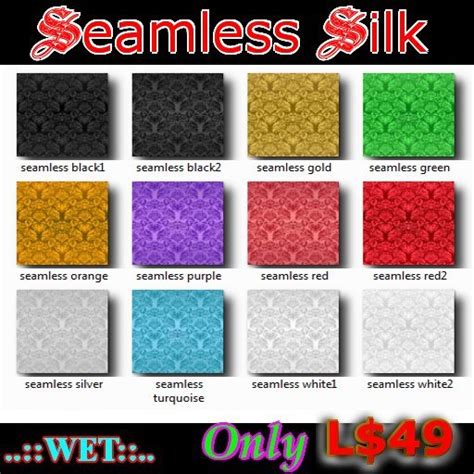 Second Life Marketplace Silk Seamless Textures 12 Pack Scripts Full Perm