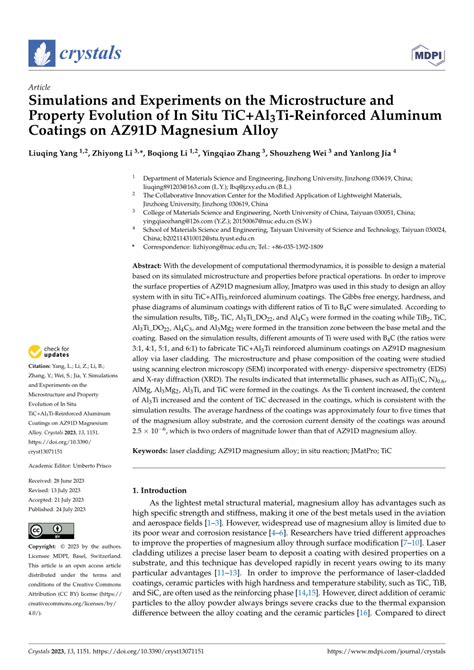 Pdf Simulations And Experiments On The Microstructure And Property
