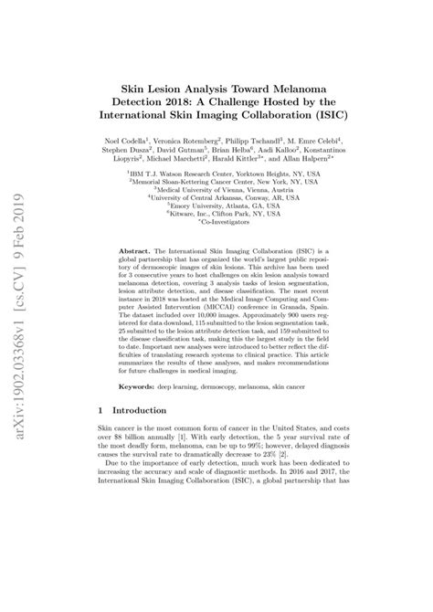 Skin Lesion Analysis Toward Melanoma Detection 2018 A Challenge Hosted