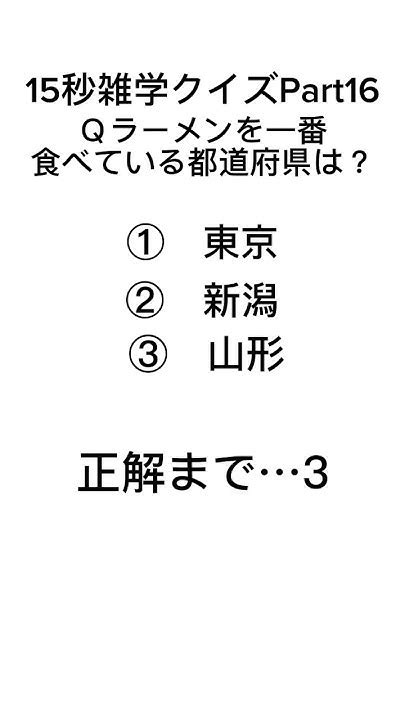 雑学クイズ【ラーメンを一番食べている都道府県は？】 Youtube