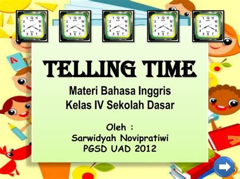 Ppt Telling Time Untuk Kelas Iv Sd Pptx