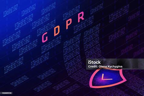 Gdpr일반 데이터 보호 규제와 매트릭스 코드의 배경에 잠금 이진 숫자로 파란색 빛 데이터 흐름입니다 컴퓨터 코드 표현입니다 암호화 분석 해킹 벡터입니다 공학에 대한 스톡