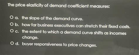 Solved The Price Elasticity Of Demand Coefficient