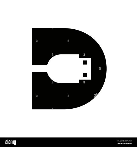 Initial Letter D USB Symbol Design Computer Connection USB Cable Icon Vector Stock Vector Image