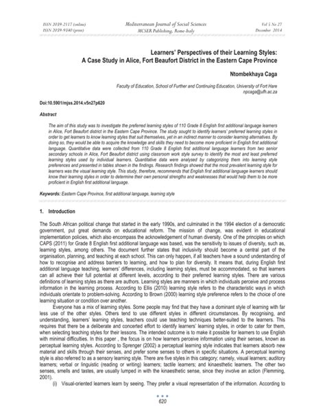 Learners Perspectives Of Their Learning Styles