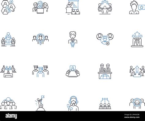 Executive Supervision Line Icons Collection Leadership Management