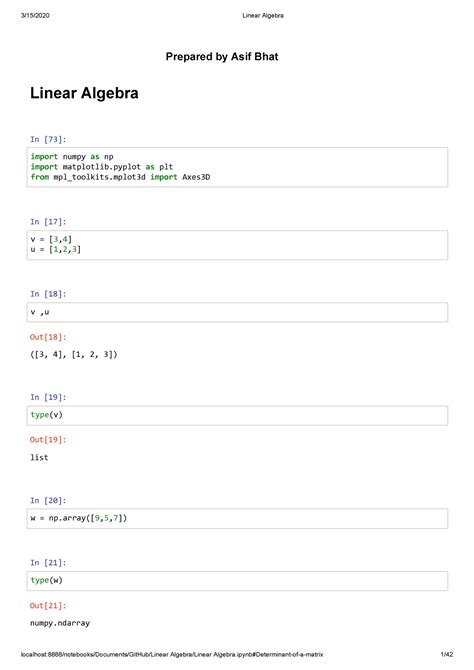 Linear Algebra In Python Prepared By Asif Bhat Linear Algebra In In In In