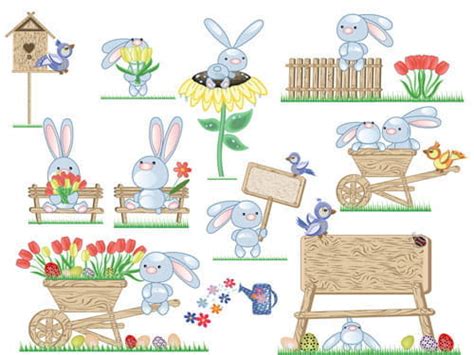 귀여운 토끼 부활절 달걀 벡터 2 Eps Uidownload