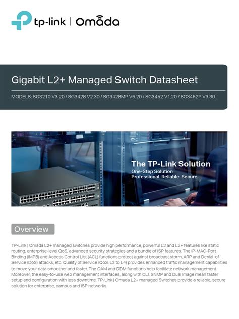 Omada Gigabit L2 Managed Switch Pdf Computer Network I Pv6