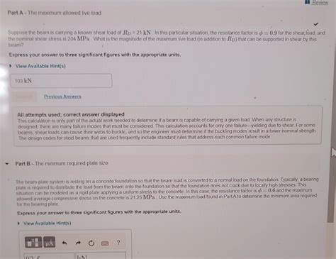 solved learning goal to calculate a maximum live load for a