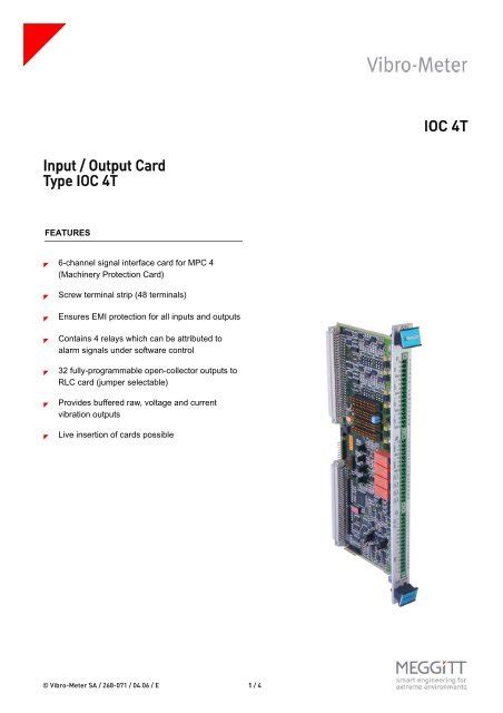 IOC 4T Input Output Card Type IOC 4T Zeefax Condition Monitoring