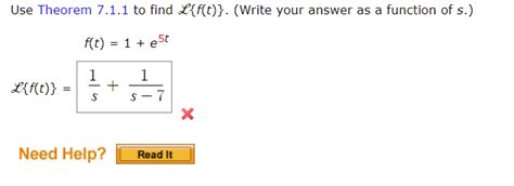Solved Use Theorem To Find L F T Write Your Answer Chegg Com