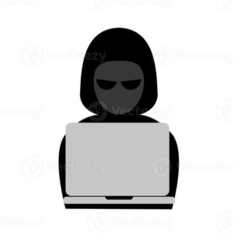 Hacker At Laptop Doing His Dirty Job PNG