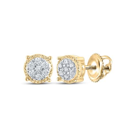 10kt Yellow Gold Womens Round Diamond Flower Cluster Earrings 16 Cttw