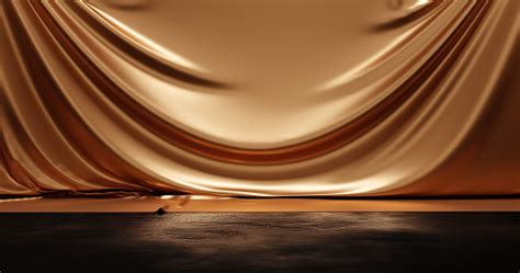 골드 럭셔리 커튼 제품 배경 스탠드 또는 연단 받침대와 황금 직물 디자인 무대 는 그런지 바닥 디스플레이 배경에 프리젠 테이션 3d 렌더링 금 금속에 대한 스톡 사진 및