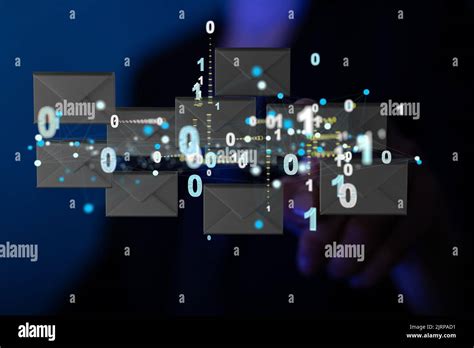 A Finger Pointing On A D Floating Digital Illustration Of Message Icons And Binary Code In A