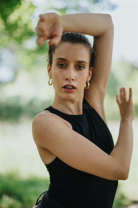 Lovely Girl Dancing In Nature Female Dancer Performing Modern Dance