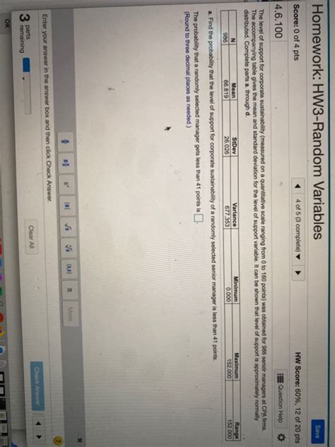 Solved Homework Hw3 Random Variables Save Score 0 Of 4 Pts