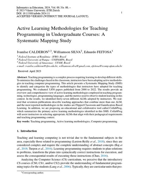 active learning methodologies for teaching programming in undergraduate