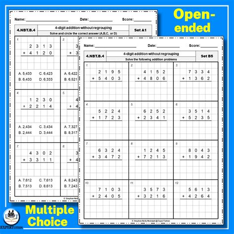 4 Digit Addition Without Regrouping Worksheets Expertuition