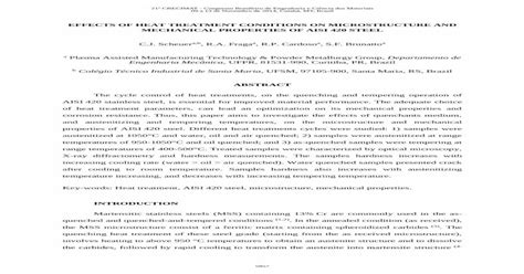 Pdf Effects Of Heat Treatment Conditions On Microstructure · Effects Of Heat Treatment